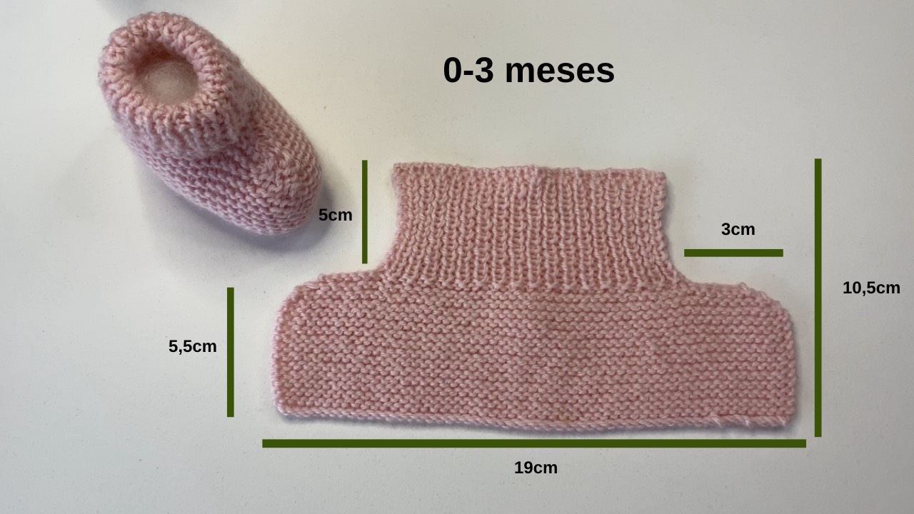 Botitas para bebé a dos agujas- Varias tallas - Labores y Punto